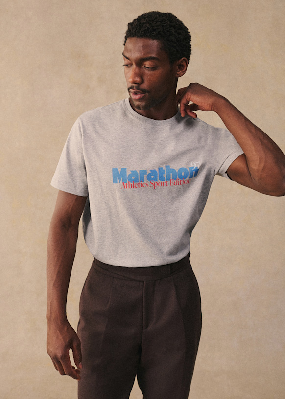 Marathon 97 T-Shirt - Mottled Grey - Organic cotton - organic textile ...