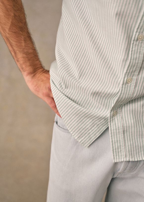 Oxford Charlie Shirt - Green / White Stripes - Organic cotton - organic ...