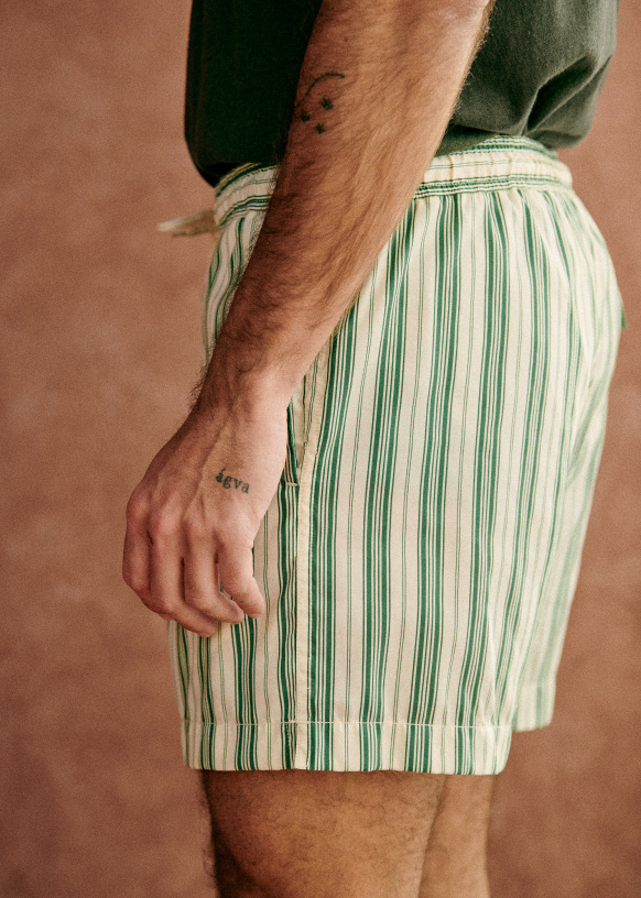 Rob Swim Shorts - Blue / Ecru / Navy stripes - Polyamide - Sézane
