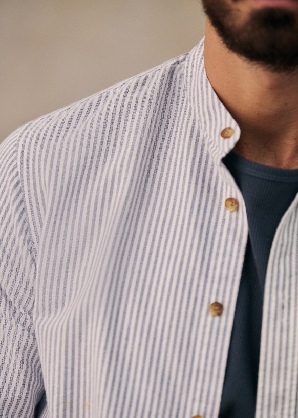 Blouse Benny Flanel - Strepen Wit/Blauw - Katoen - Sézane