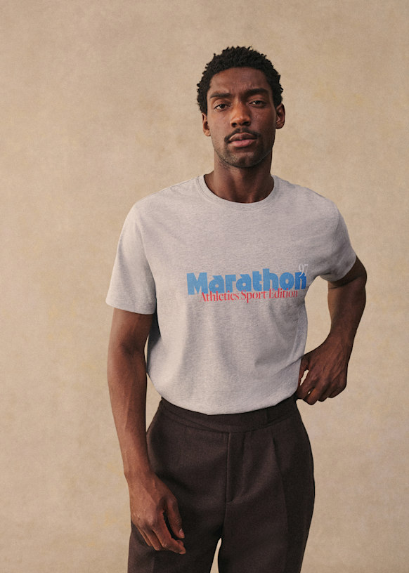 Marathon 97 T-Shirt - Mottled Grey - Organic cotton - organic textile ...