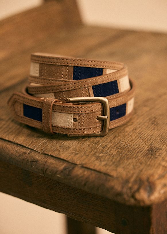 Sidney Patchwork Belt - Marine / Camel / Beige - Leather - Sézane