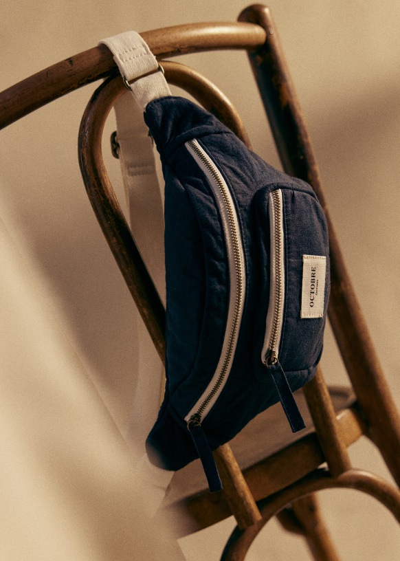 Ember Linen crossbody pouch - Navy - Cotton - Sézane