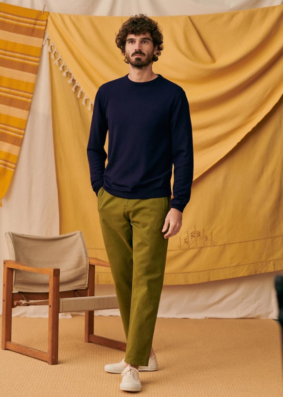 Pull Nils - Kaki - Laine - Octobre Éditions