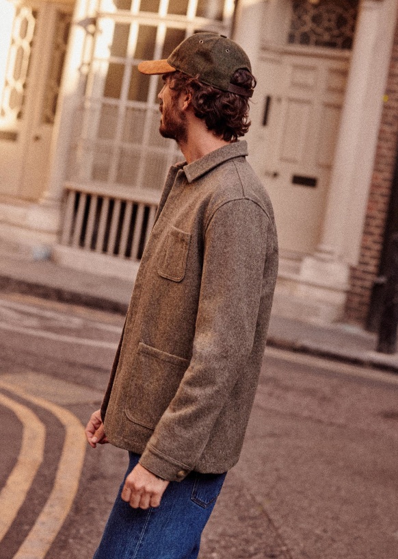 Nelson Jacket - Blue Chevron - Wool - Sézane