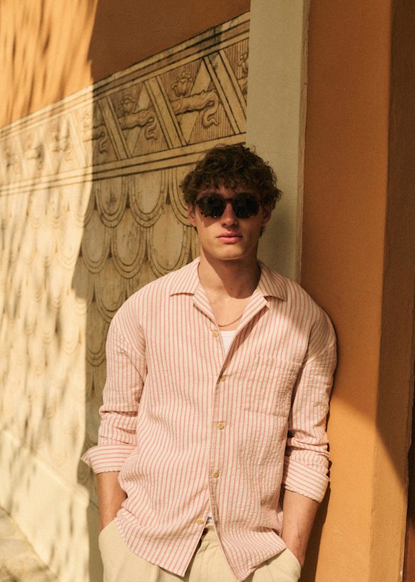 Chemise Harty - Rayures Écru / Rose - Coton - Sézane