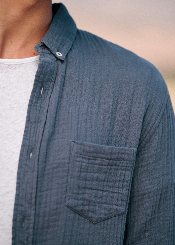 Charlie Lightweight Cotton Shirt - Steel Blue - Octobre Éditions