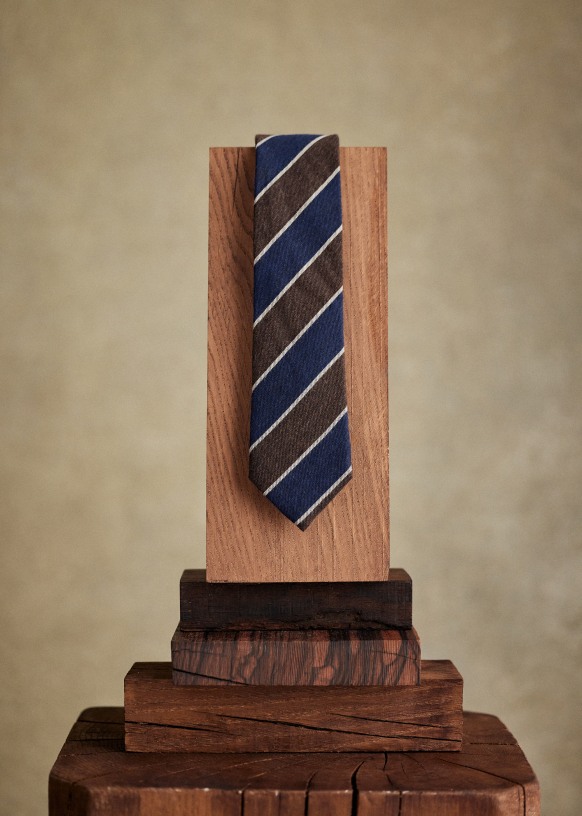 Fletcher Tie - Navy / Brown - Wool - Sézane