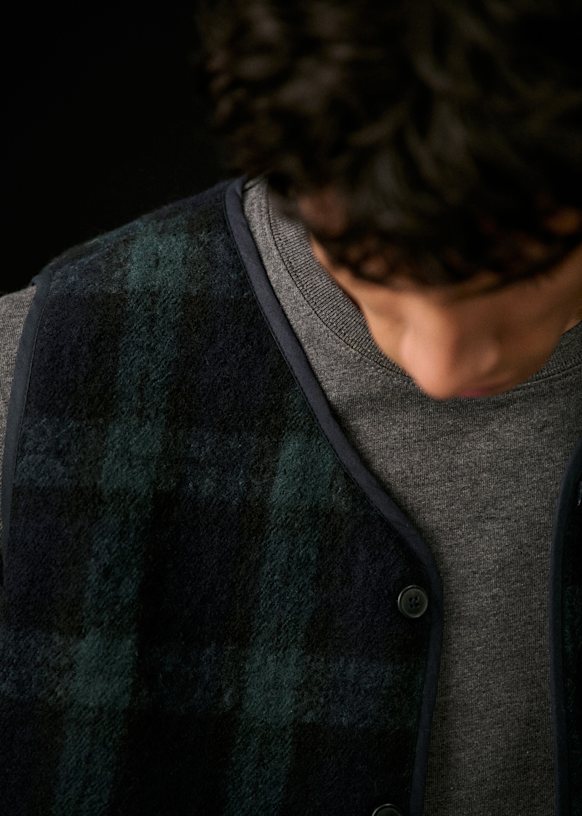 Hayeson Jacket - Black / Green Check - Wool - Sézane