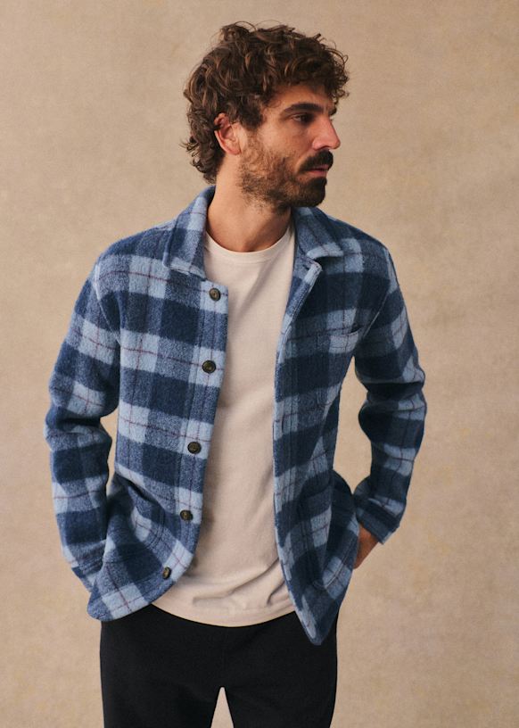 Nelson Jacket - Blue check - Wool - Octobre Éditions