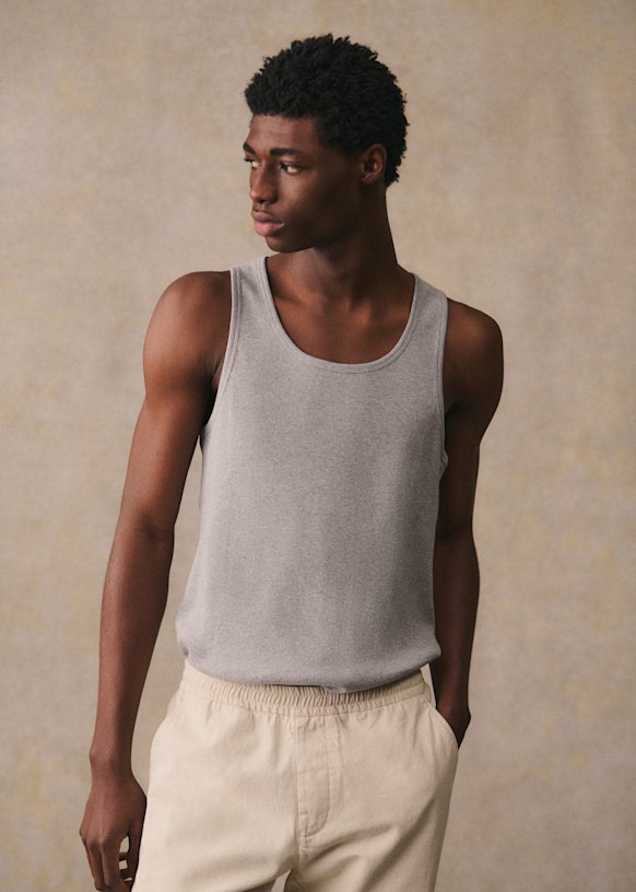 Silas Top - Mottled Grey - Organic cotton - organic textile - Sézane