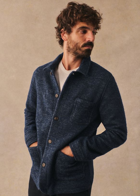 Nelson Jacket - Blue Chevron - Wool - Octobre Éditions