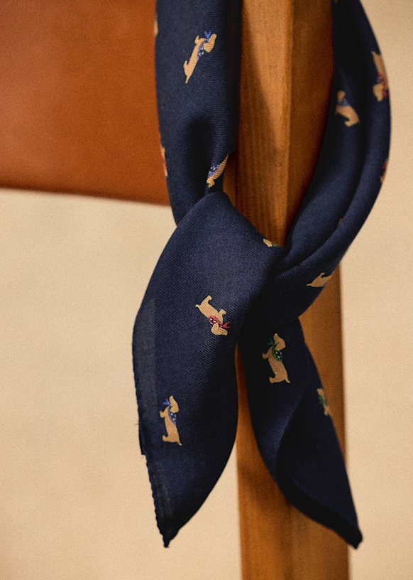 Teckel Square Scarve - Navy - Wool - Octobre Éditions