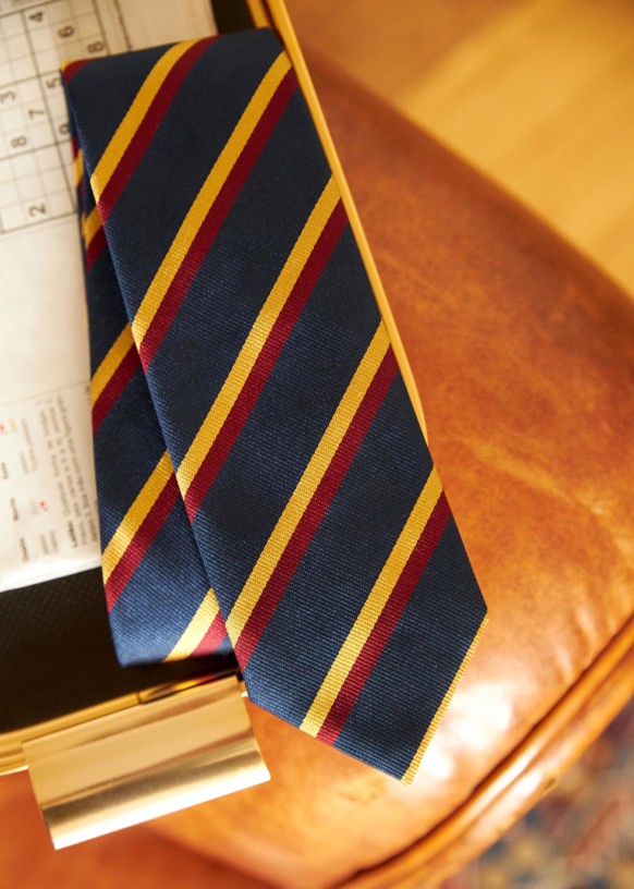 Fletcher Tie - Navy / Mustard / Burgundy Stripes - Wool - Sézane