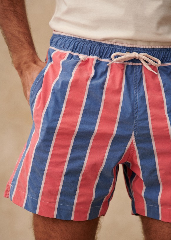 Rob Swim Shorts - Blue / Ecru / Navy stripes - Polyamide - Sézane