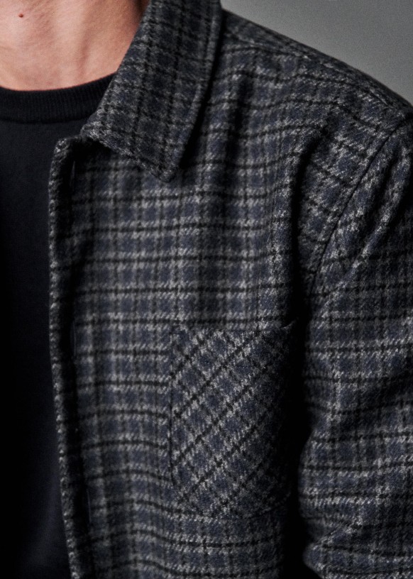 Jacke Seth - Blau kleine schwarze Karos - Wolle - Sézane