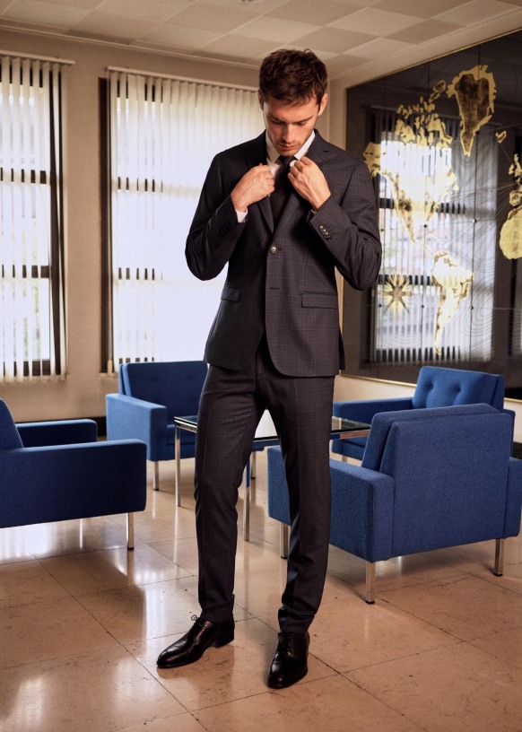 Hamilton Jacket - Navy Blue Tiles - Wool - Sézane