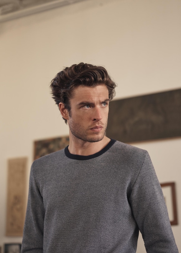 Dustin Jumper - Ecru / Navy - Cotton - Octobre Éditions