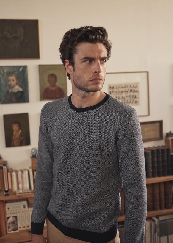 Dustin Jumper - Ecru / Navy - Cotton - Octobre Éditions