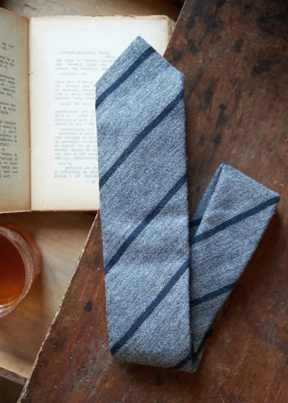 Fletcher Tie - Gray Navy Stripes - Wool - Sézane