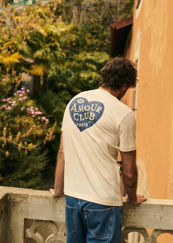 Amour Club Paris T-Shirt - Ecru / Indigo - Organic cotton - organic ...
