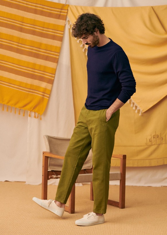 Pull Nils - Kaki - Laine - Octobre Éditions