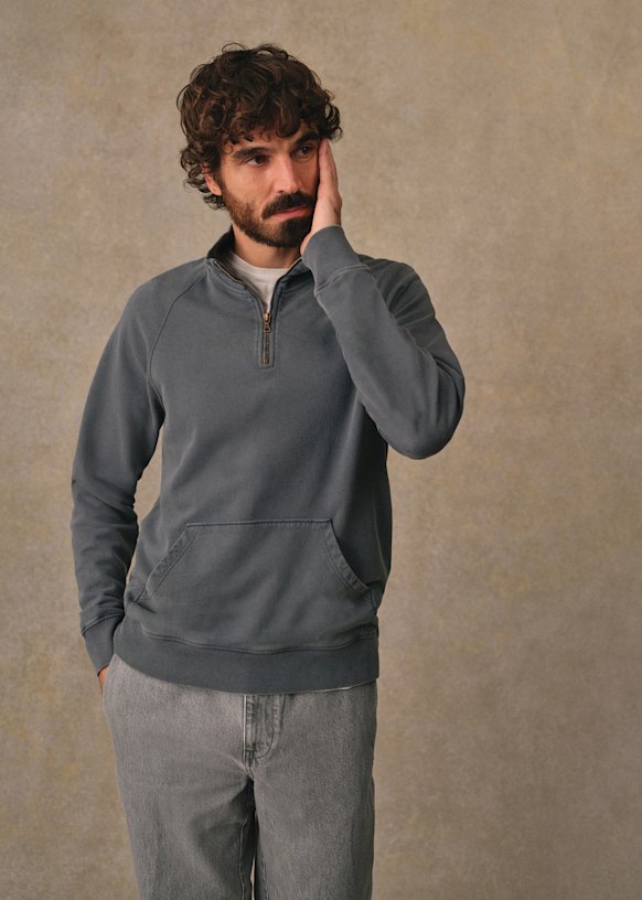 Felpa Harlin - Blu Acciaio Délavé - Cotone biologico - tessuti ...