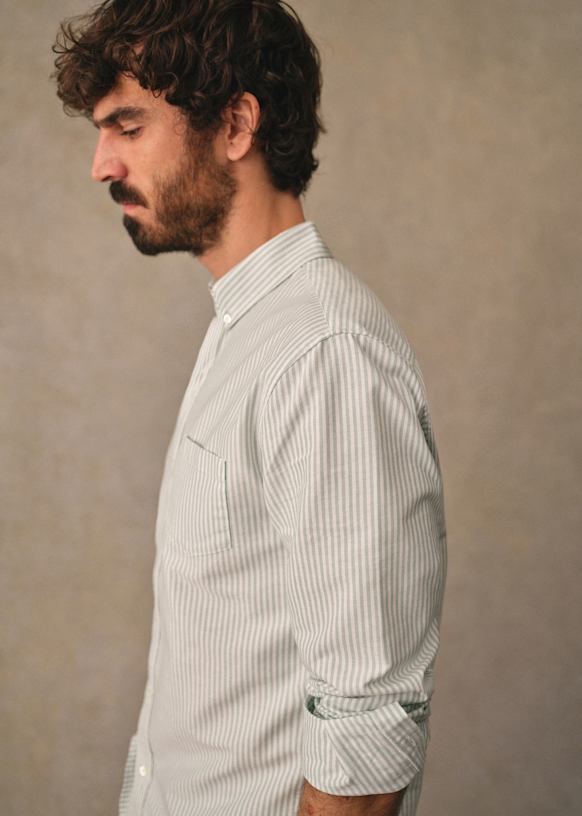 Camisa Charlie Oxford - Green / White Stripes - Algodón ecológico ...