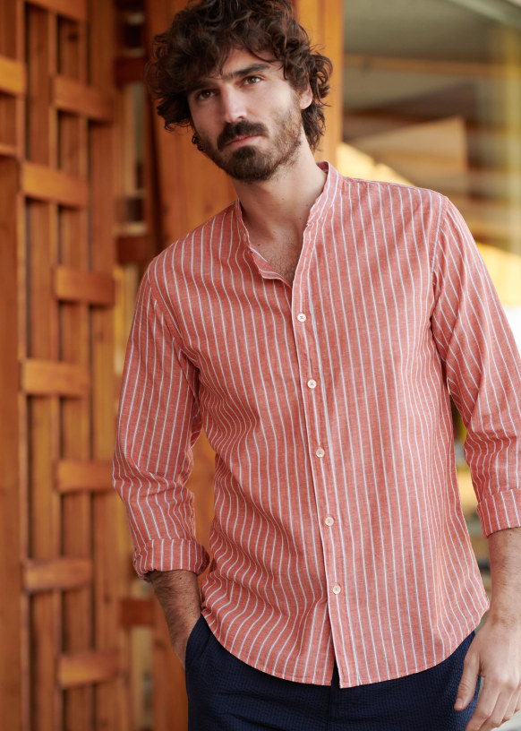 Chemise Benny Coton Lin - Rouge - Inconnu - Octobre Éditions