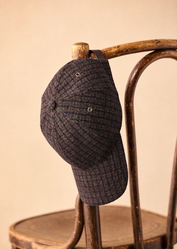 Chase cap - Blue / Brown Checks - Wool - Sézane
