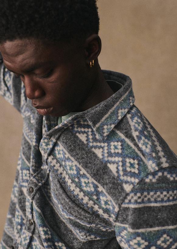 Lars Shirt - Blue / Grey Jacquard - Polyester - Octobre Éditions