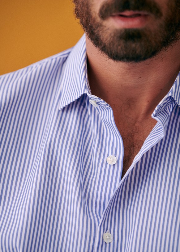 Allen Shirt - White Blue Stripes - Cotton - Sézane