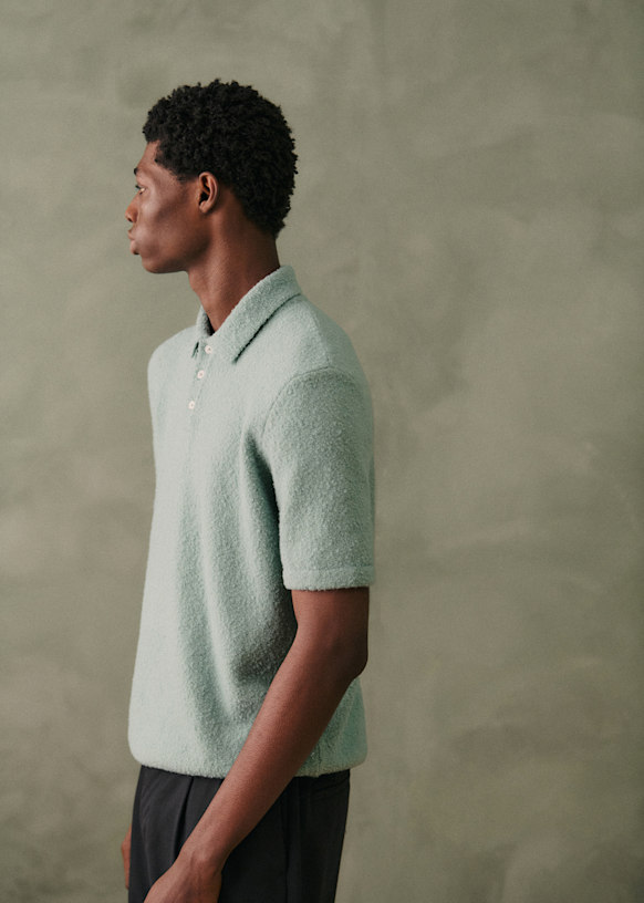 Polo de punto Caleb - Verde agua - Lana - Sézane