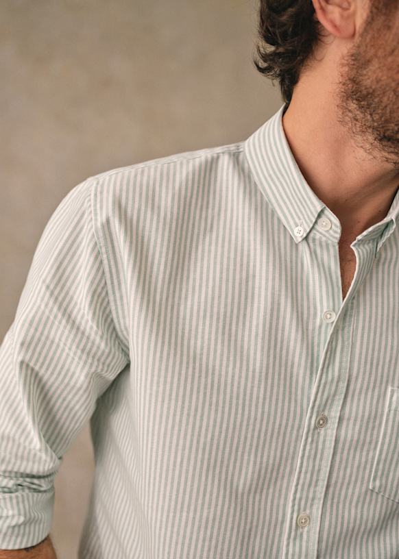 Camisa Charlie Oxford - Green / White Stripes - Algodón ecológico ...