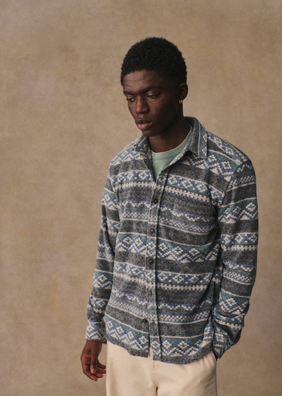 Lars Shirt - Blue / Grey Jacquard - Polyester - Octobre Éditions