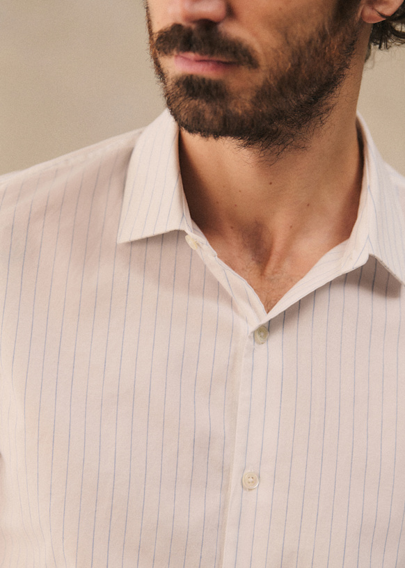 Allen Shirt - White with Blue Stripes - Organic cotton - organic ...
