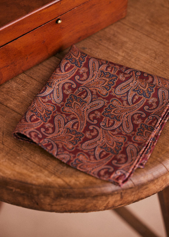 Monty Handkerchief - Burgundy / Navy print - Wool - Sézane