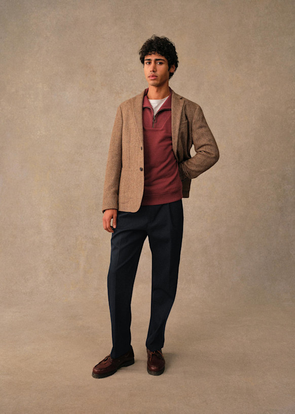 Riddle Jacket - Camel Herringbone - Wool - Sézane